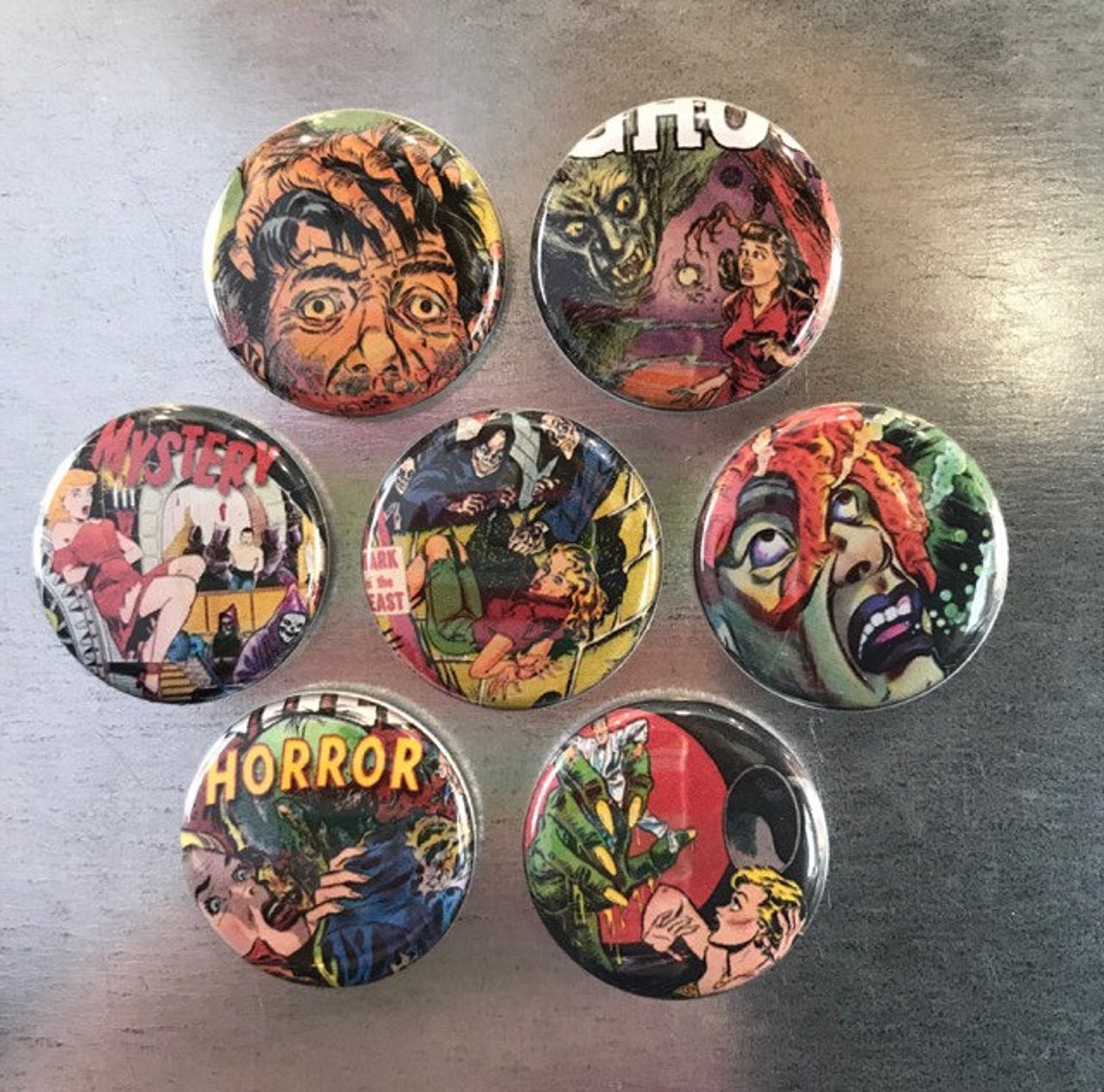 Vintage Horror Movie 1 Magnets set of 7 | Etsy