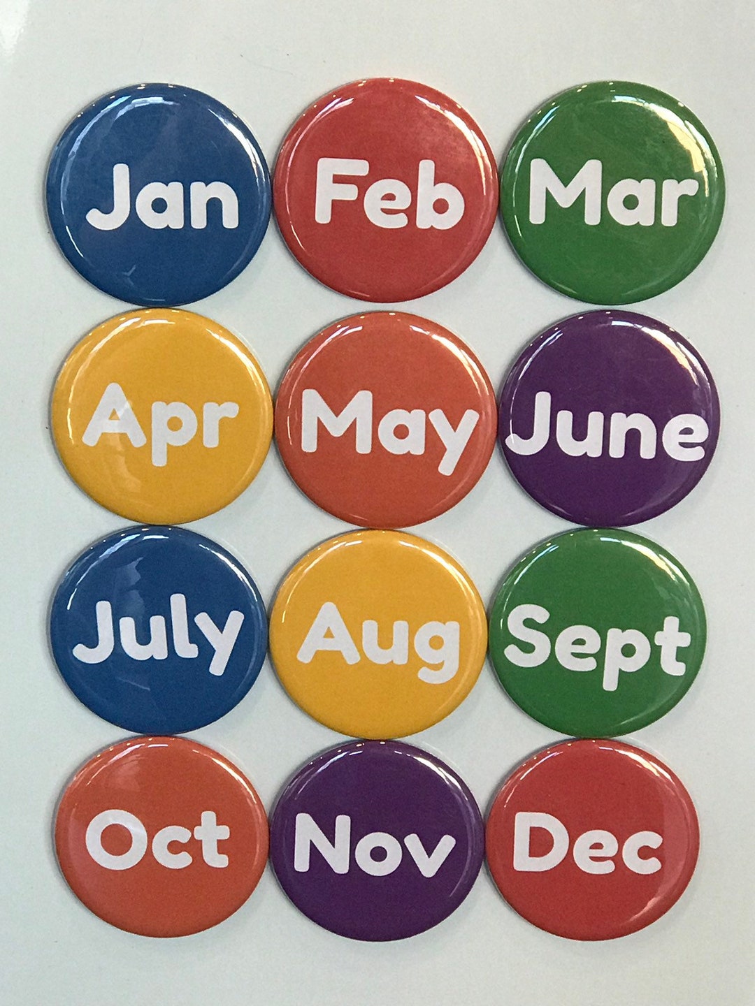 Multi-colored Rainbow Monthly Magnets-set of 12, 2.25 - Etsy