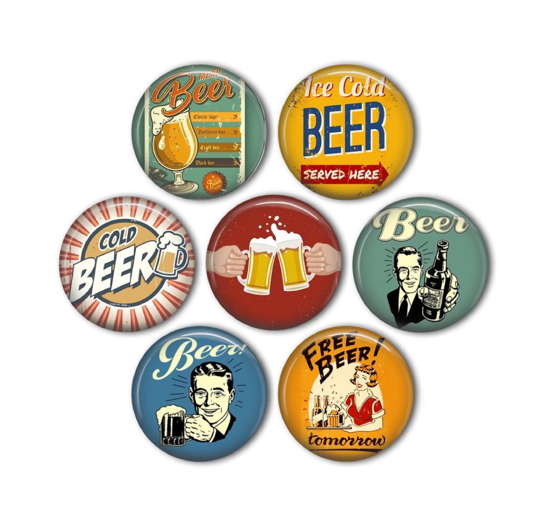Vintage Look Beer 1" Magnets - Set of 7 - Etsy