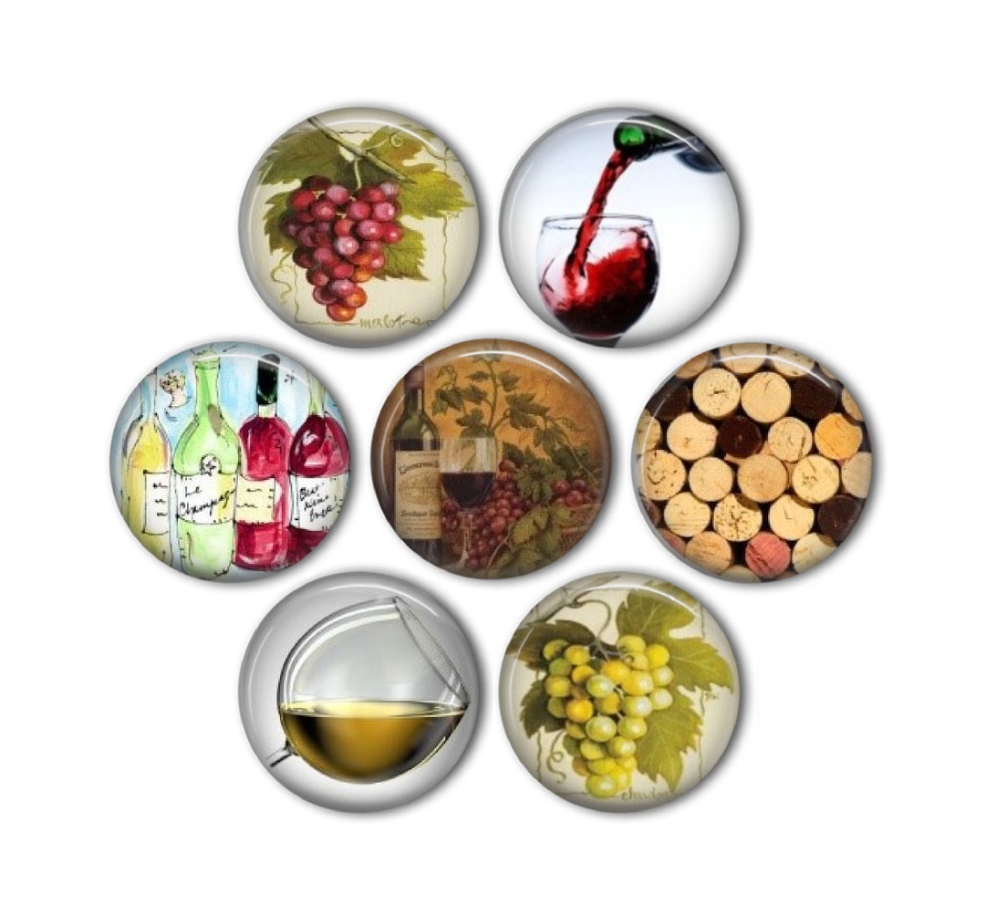 Wine Themed 1" Magnets - Set of 7 - Etsy