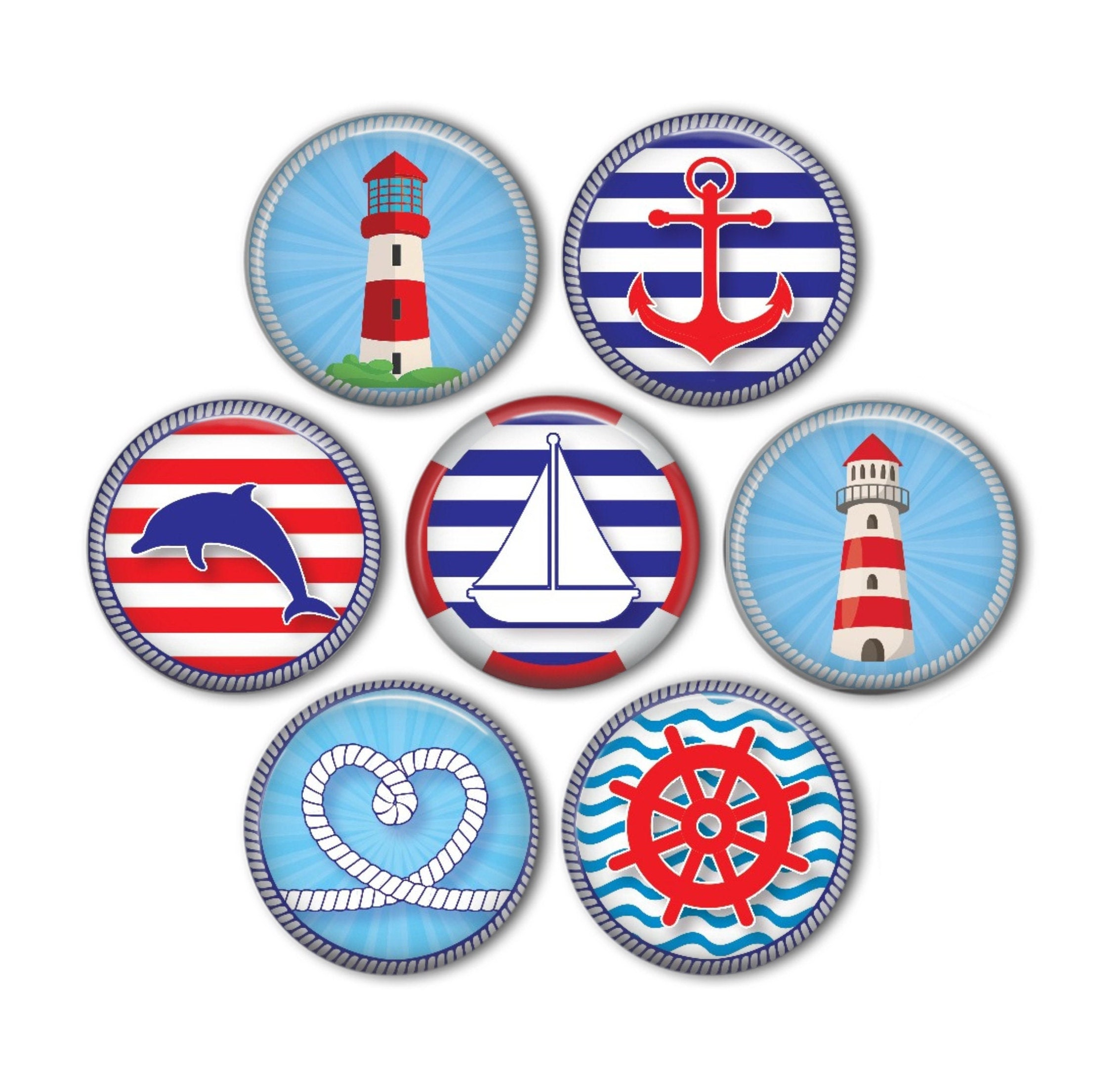 Nautical 1 Magnets Set of 7 - Etsy