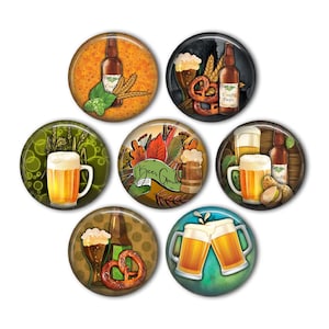 Beer and Pretzels 1" Magnets - Set of 7 - Etsy