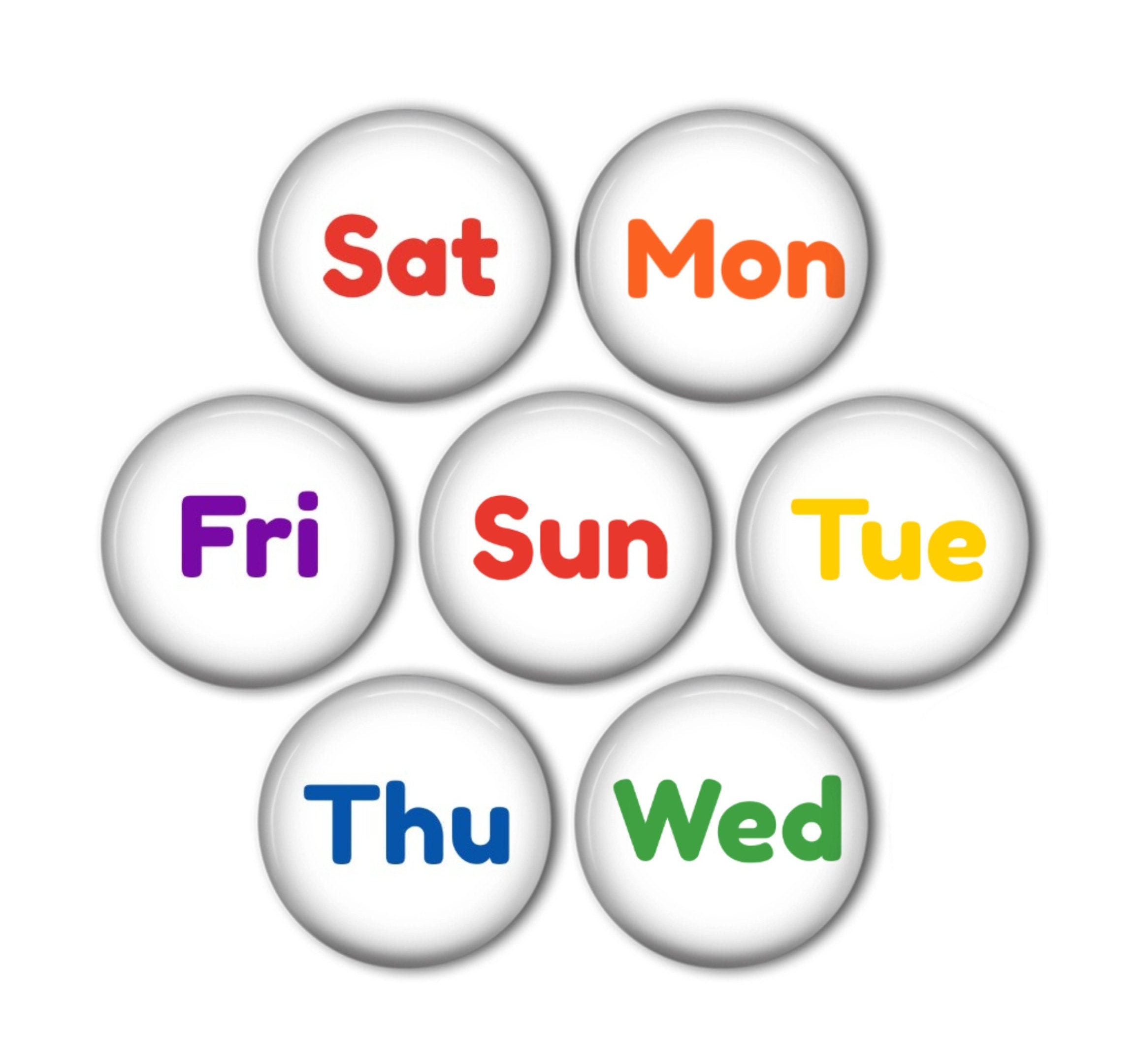 Days of the Week 1" Magnets - Set of 7 - Etsy