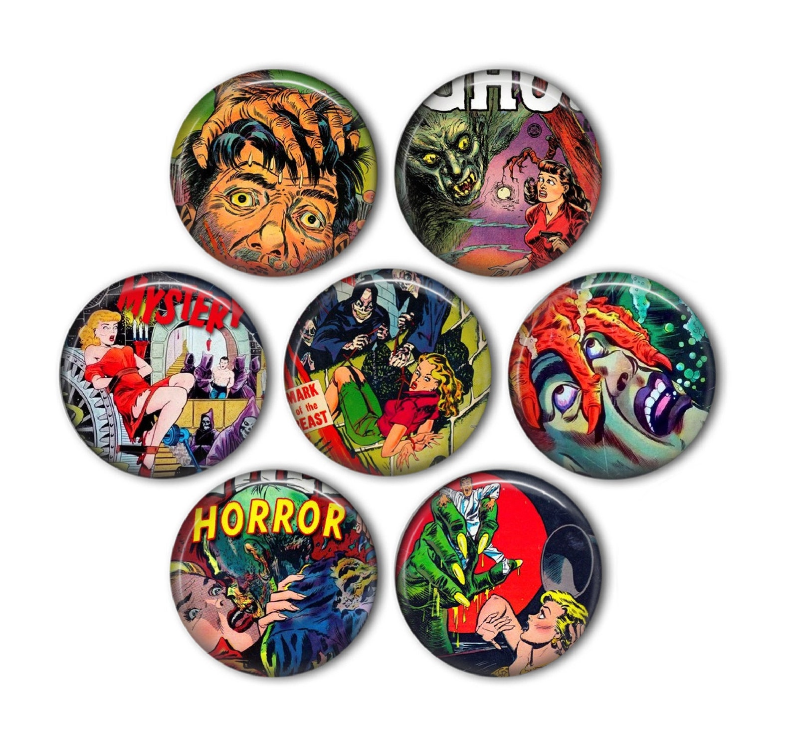 Vintage Horror Movie 1" Magnets - Set of 7 - Etsy