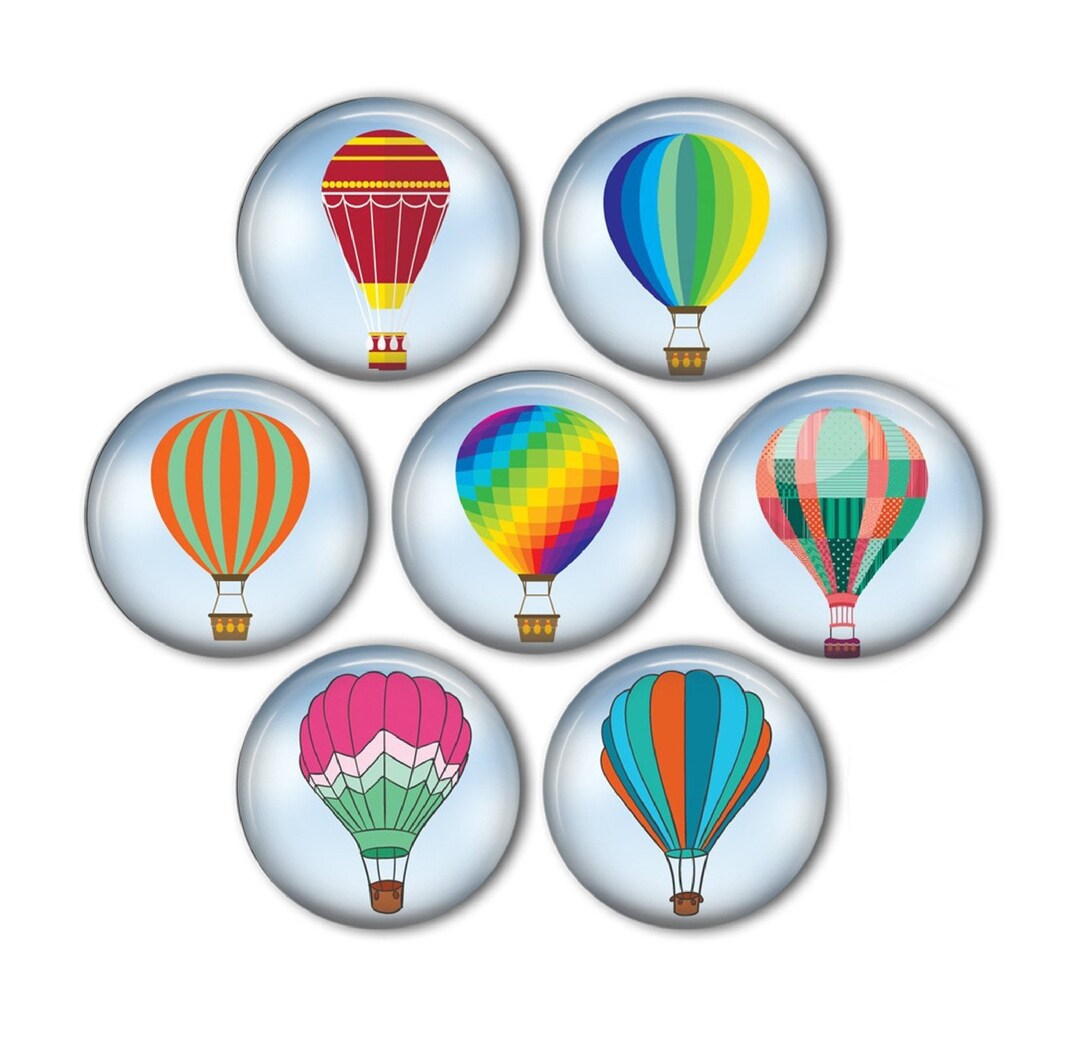 Hot Air Balloons 1" Magnets - Set of 7 - Etsy