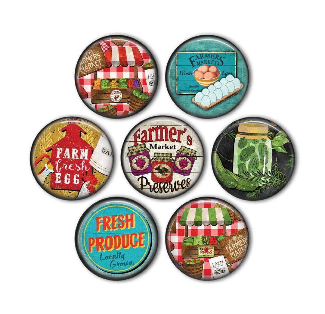Farmer's Market 1" Magnets - Set of 7 - Etsy