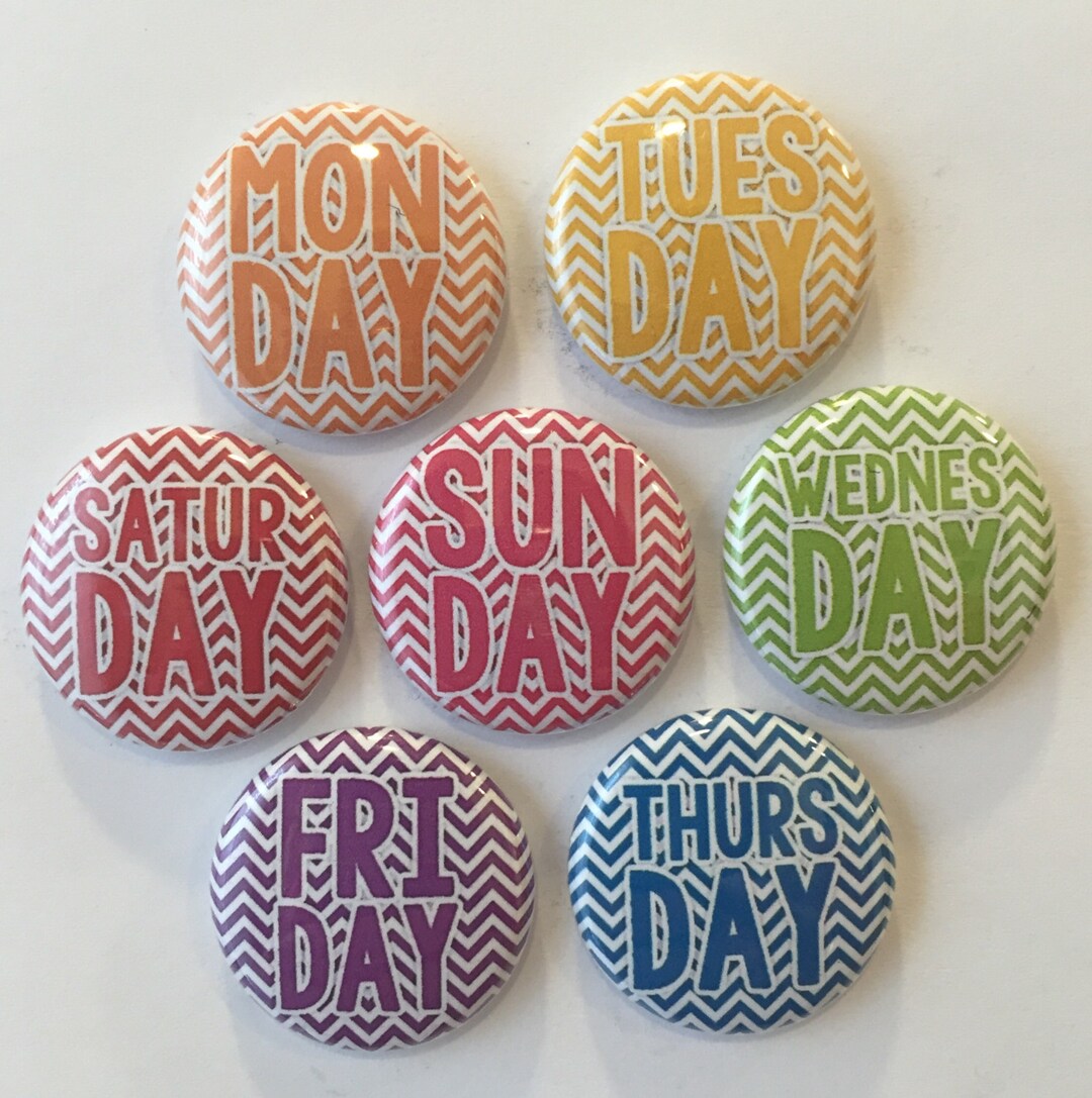 Days of the Week 1" Magnets - Set of 7 - Etsy