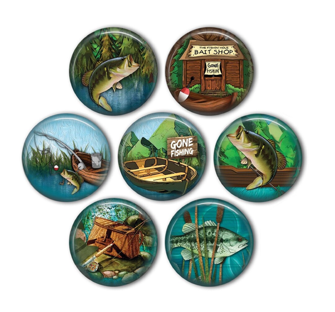 Fishing 1" Magnets - Set of 7 - Etsy