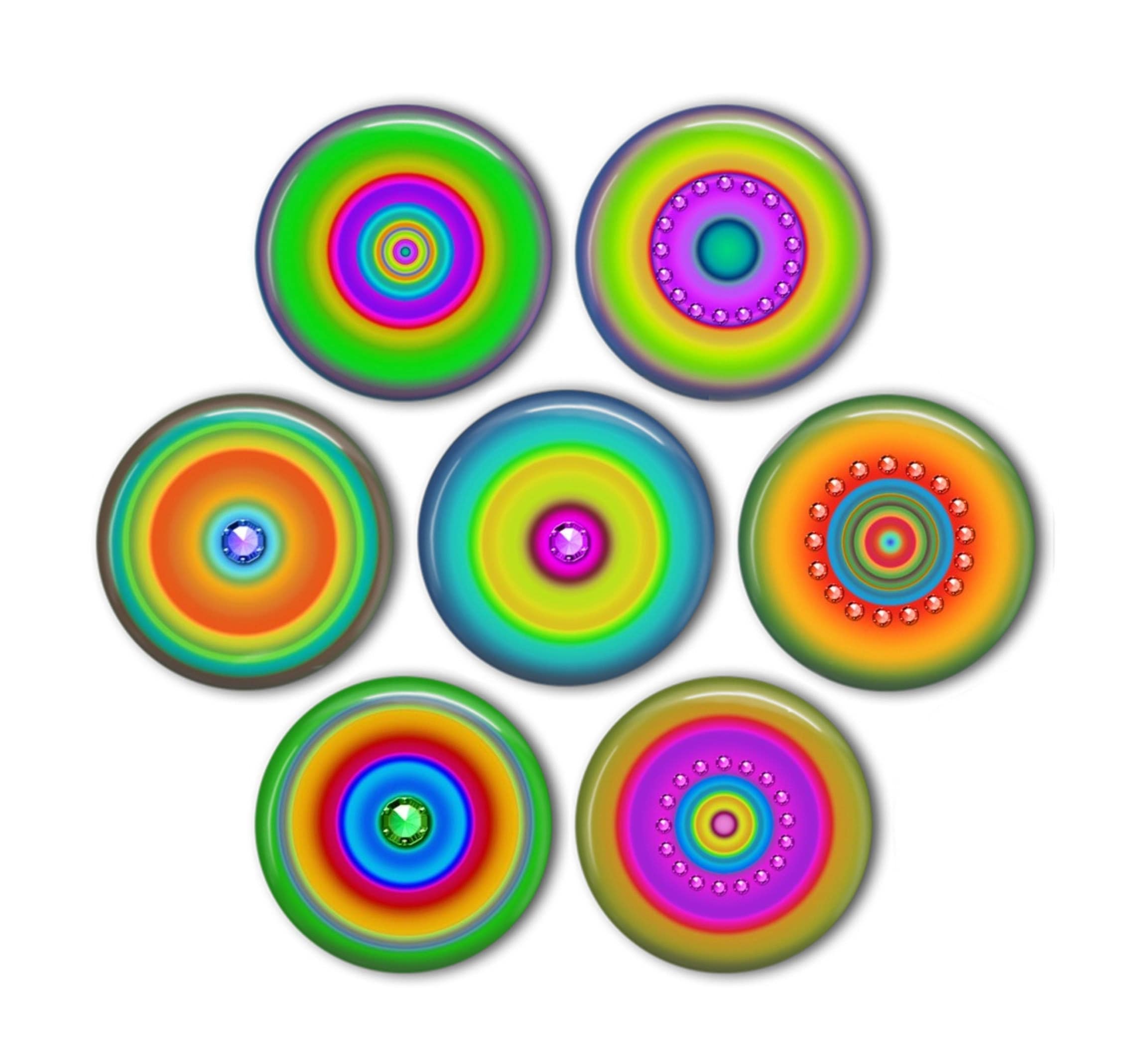 Neon Circle 1" Magnets - Set of 7 - Etsy