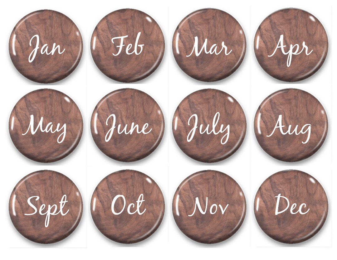 Wood Grain Print 2.25" Monthly Magnets-set of 12 - Etsy