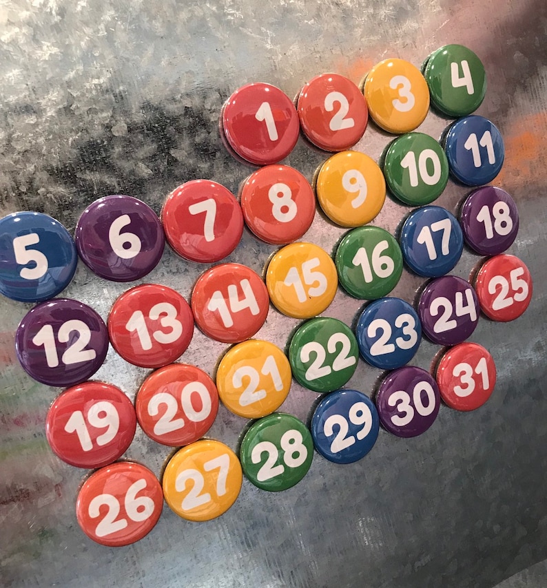 Rainbow Perpetual Calendar 1"-numbers 1-31-magnets-days of the Month - Etsy