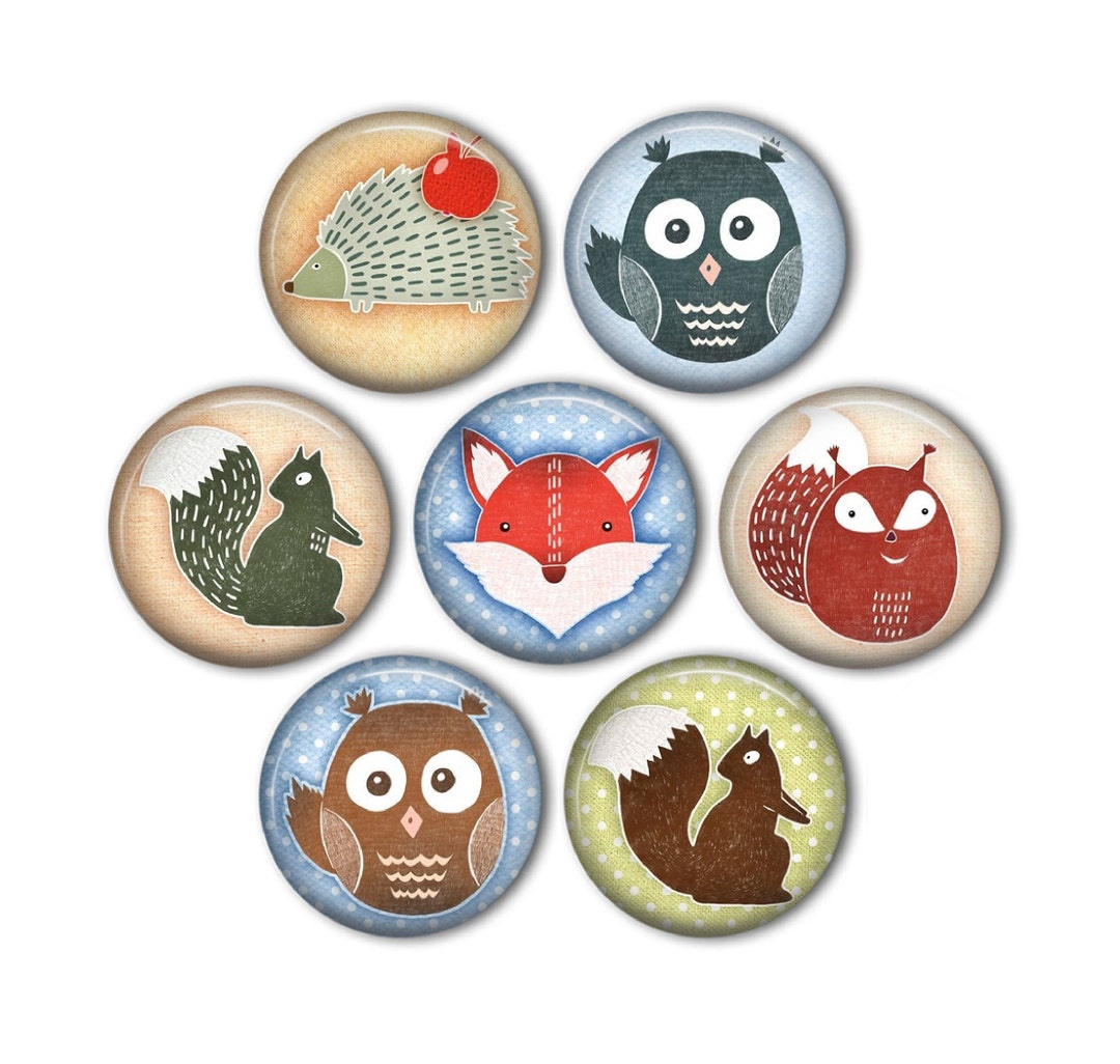 Woodland Animal 1" Magnets - Set of 7 - Etsy