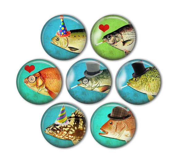 Funny Fish 1 Magnets Set of 7 | Etsy