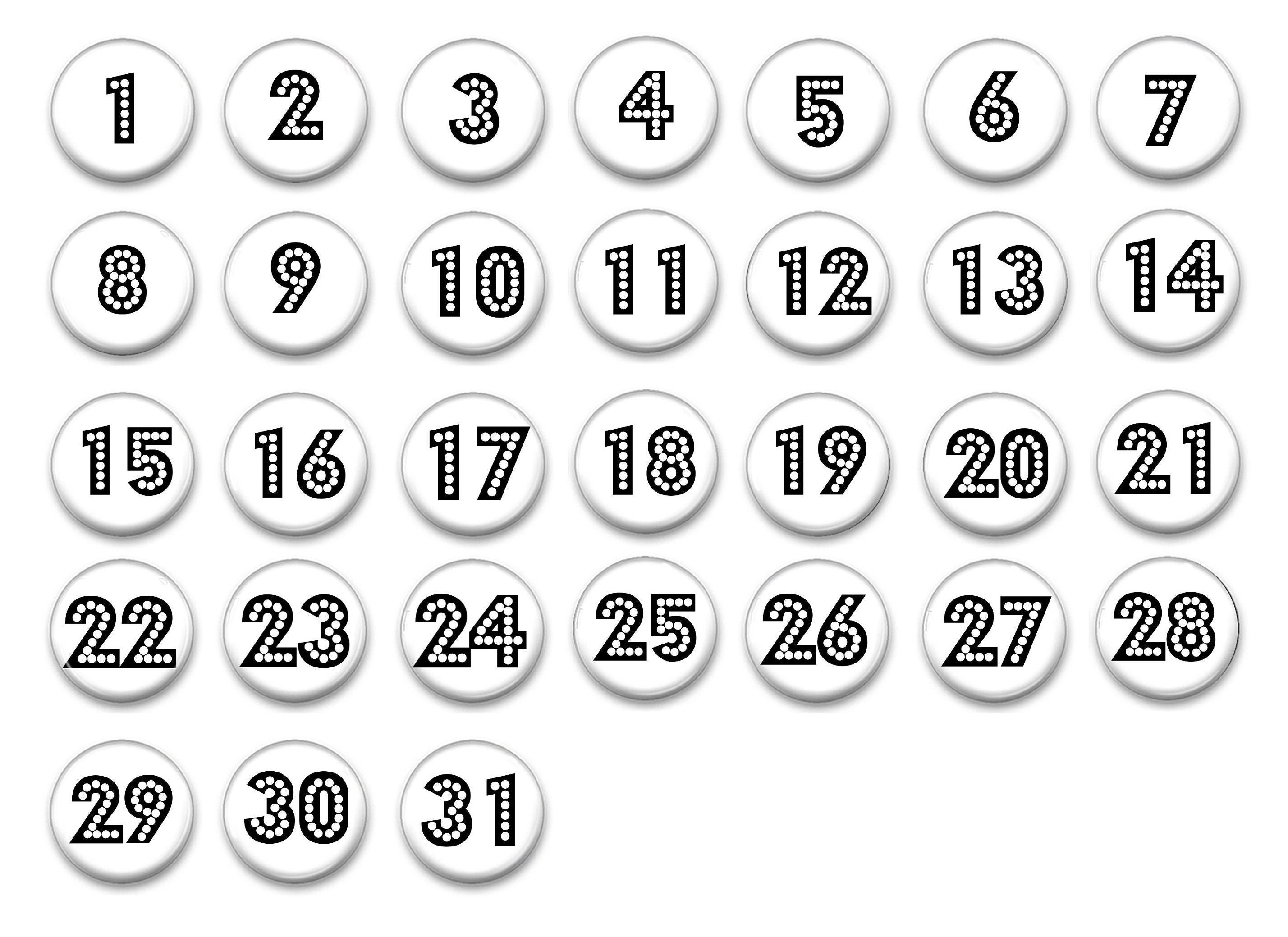 Blanco y Negro Perpetuo Calendario-números 1-31 1 - Etsy México