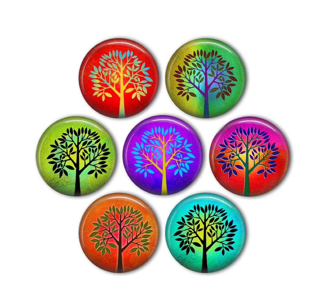 Silhouette Tree 1" Magnets - Set of 7 - Etsy