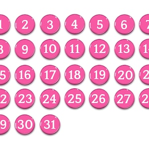 Magenta Pink Perpetual Calendar-numbers 1-31- 1" Magnets-days of the ...