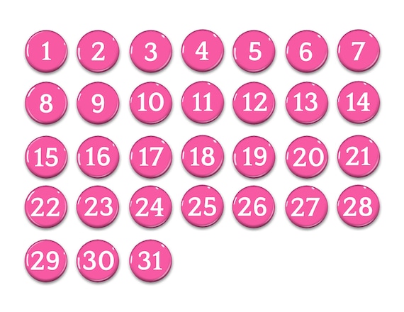Magenta Pink Perpetual Calendar-numbers 1-31 1 | Etsy