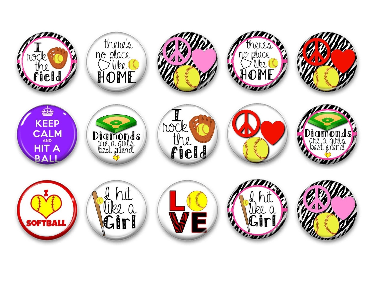 Softball 1" Magnets - Set of 15 - Etsy