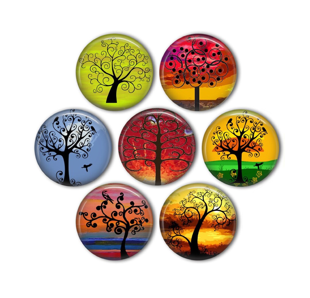 Silhouette Tree 1 Magnets Set of 7 - Etsy
