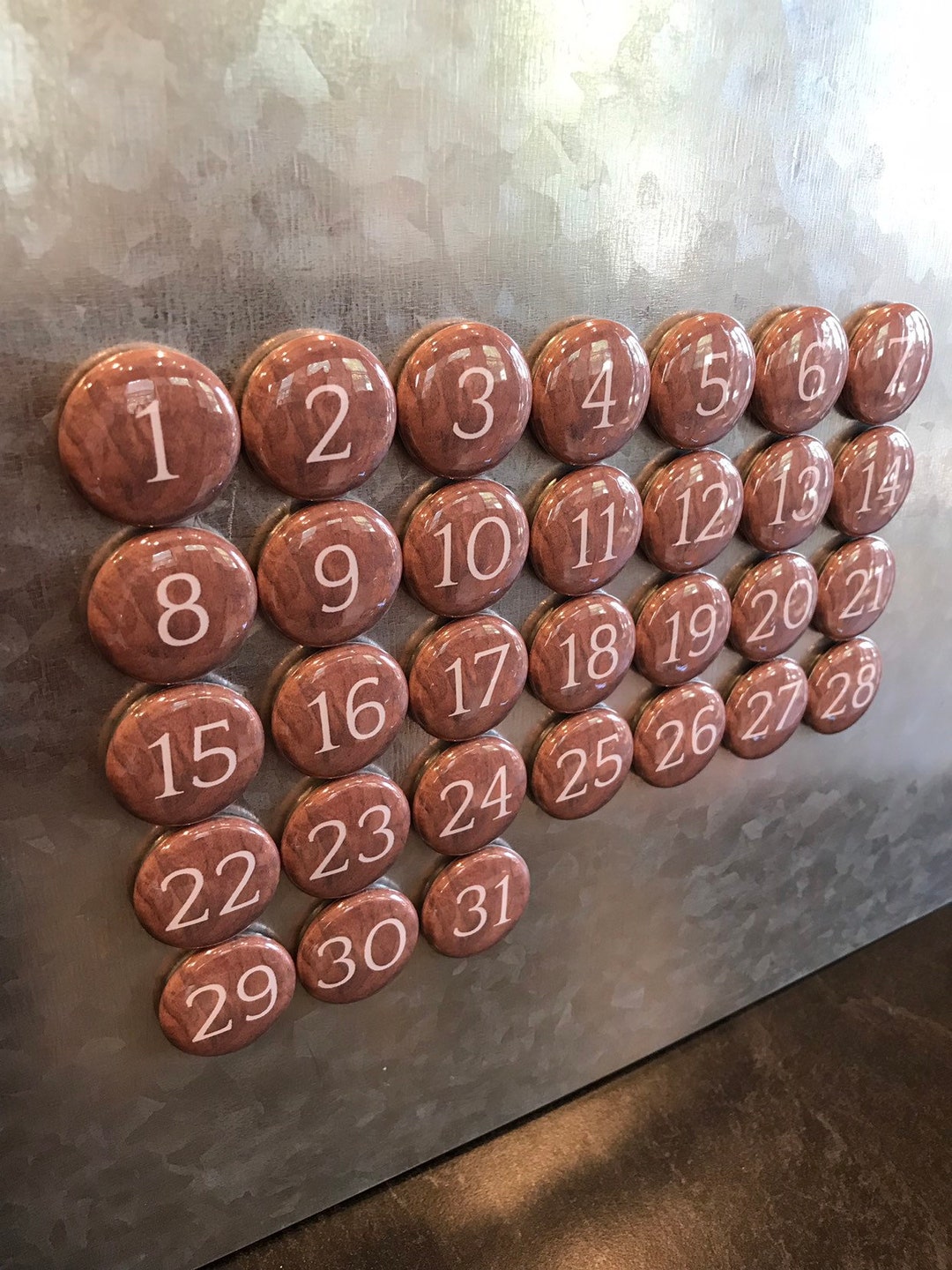 Wood Grain Print Perpetual Calendar 1"-numbers 1-31-magnets-days of the ...