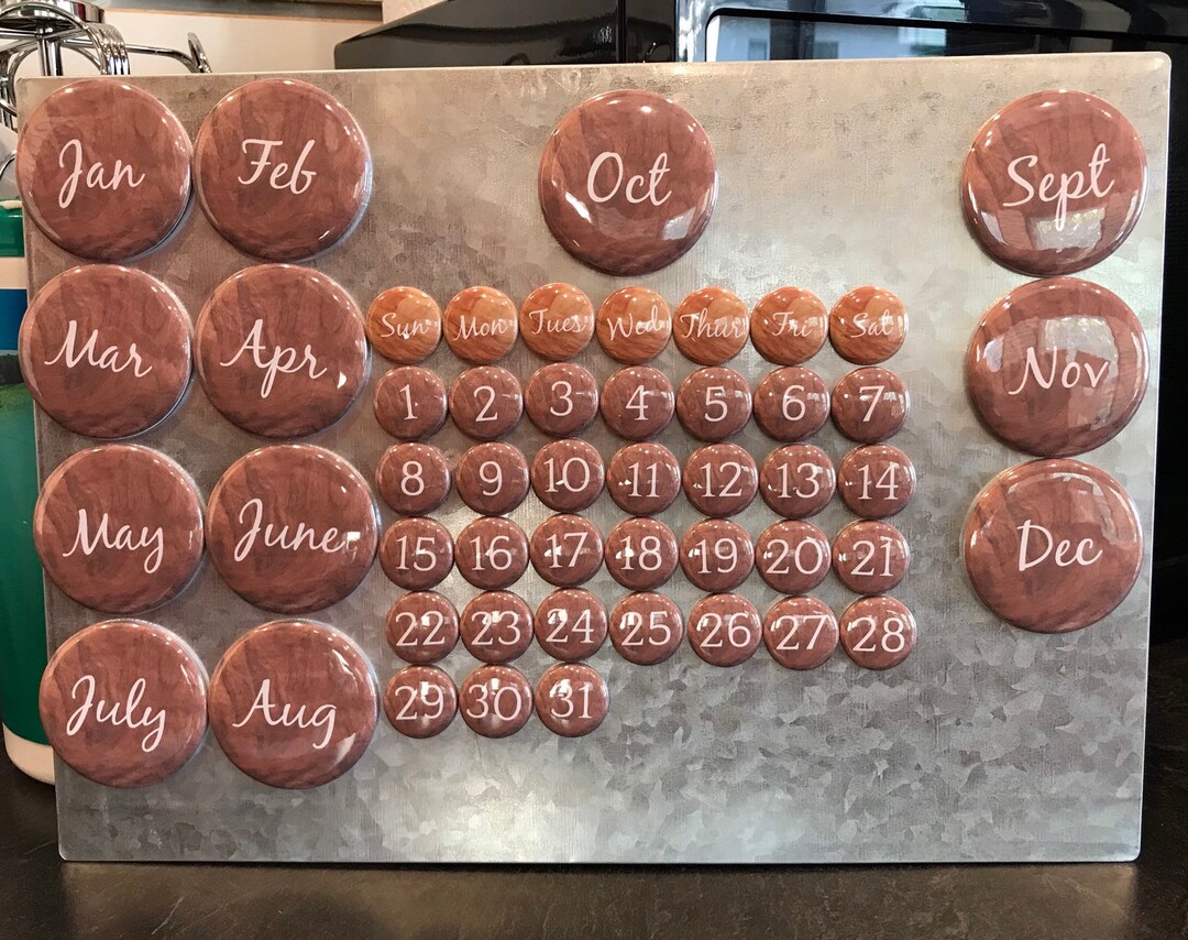 Perpetual Calendar-numbers 1-31-and Months-and Weekdays Wood Grain ...