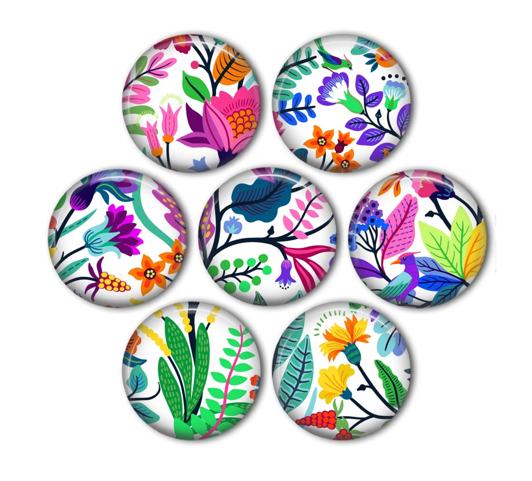 Pretty Floral 1" Magnets - Set of 7 - Etsy