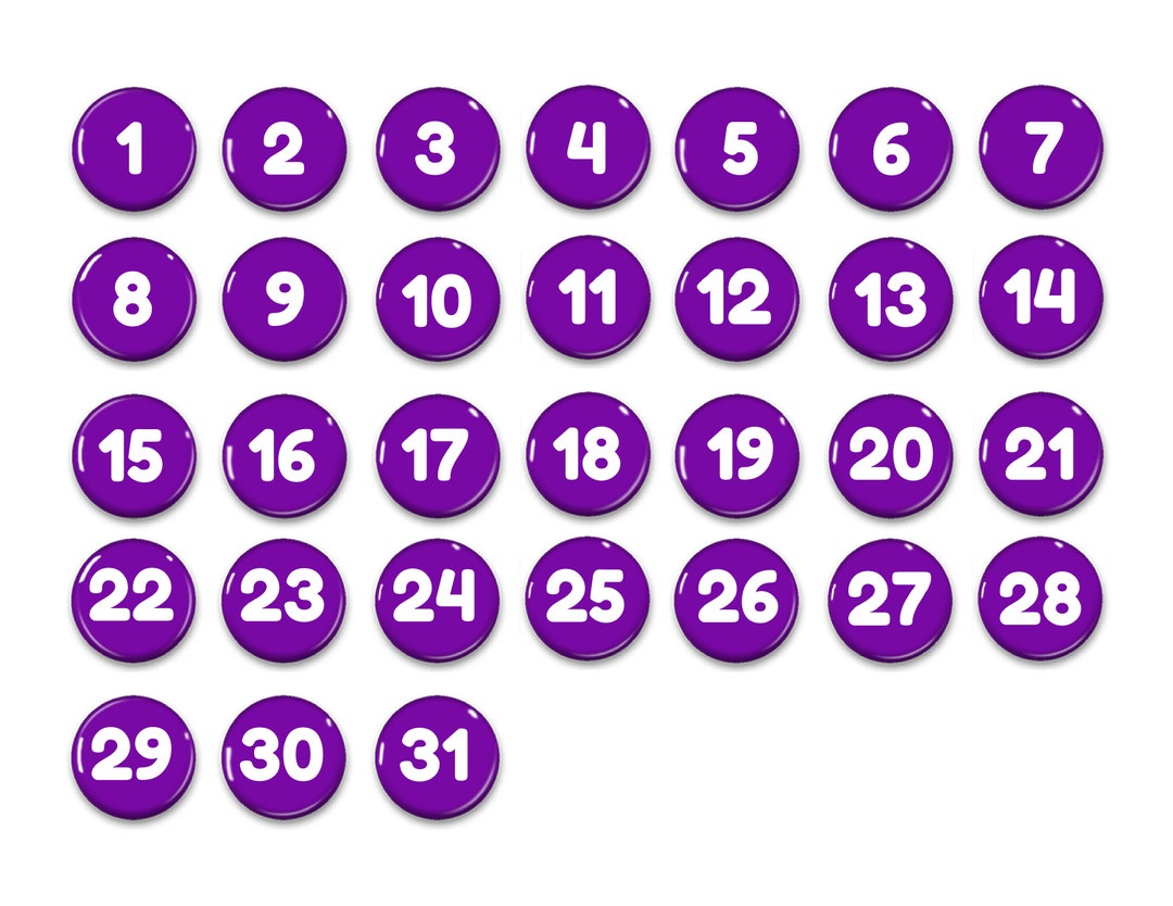 Purple Perpetual Calendar-numbers 1-31- 1" Magnets-days of the Month - Etsy