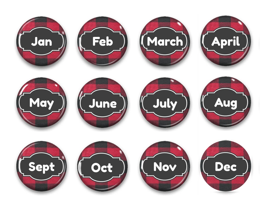 2.25" Buffalo Plaid Monthly Magnets-set of 12 - Etsy