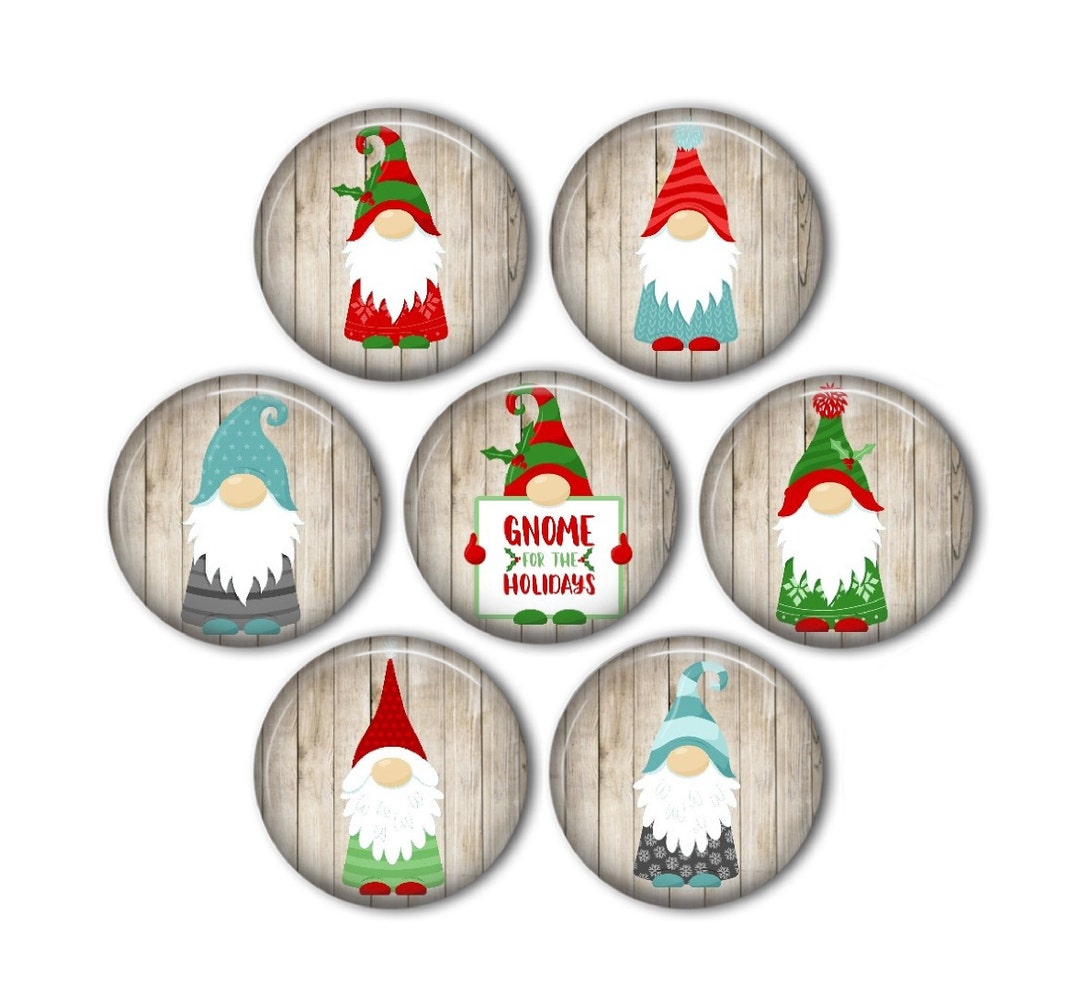 Holiday Gnome 1" Magnets - Set of 7 - Etsy