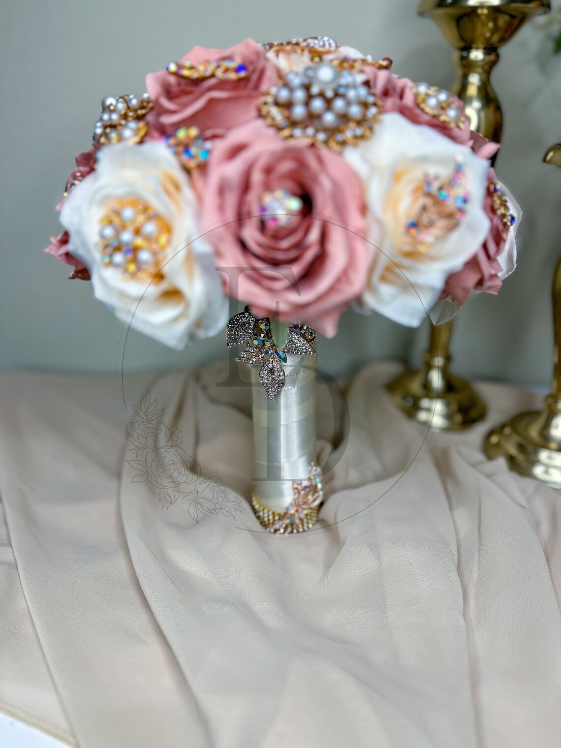 Elegant Rose Pink and Ivory Bouquet Bridal Bouquet Rose Pink and Ivory ...