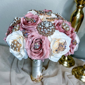 Elegant Rose Pink and Ivory Bouquet Bridal Bouquet Rose Pink and Ivory ...