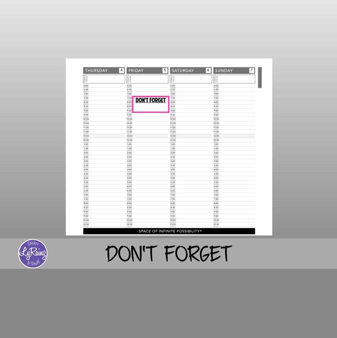 DON'T FORGET - STICKERS for the Small, Medium and Large Size Passion ...