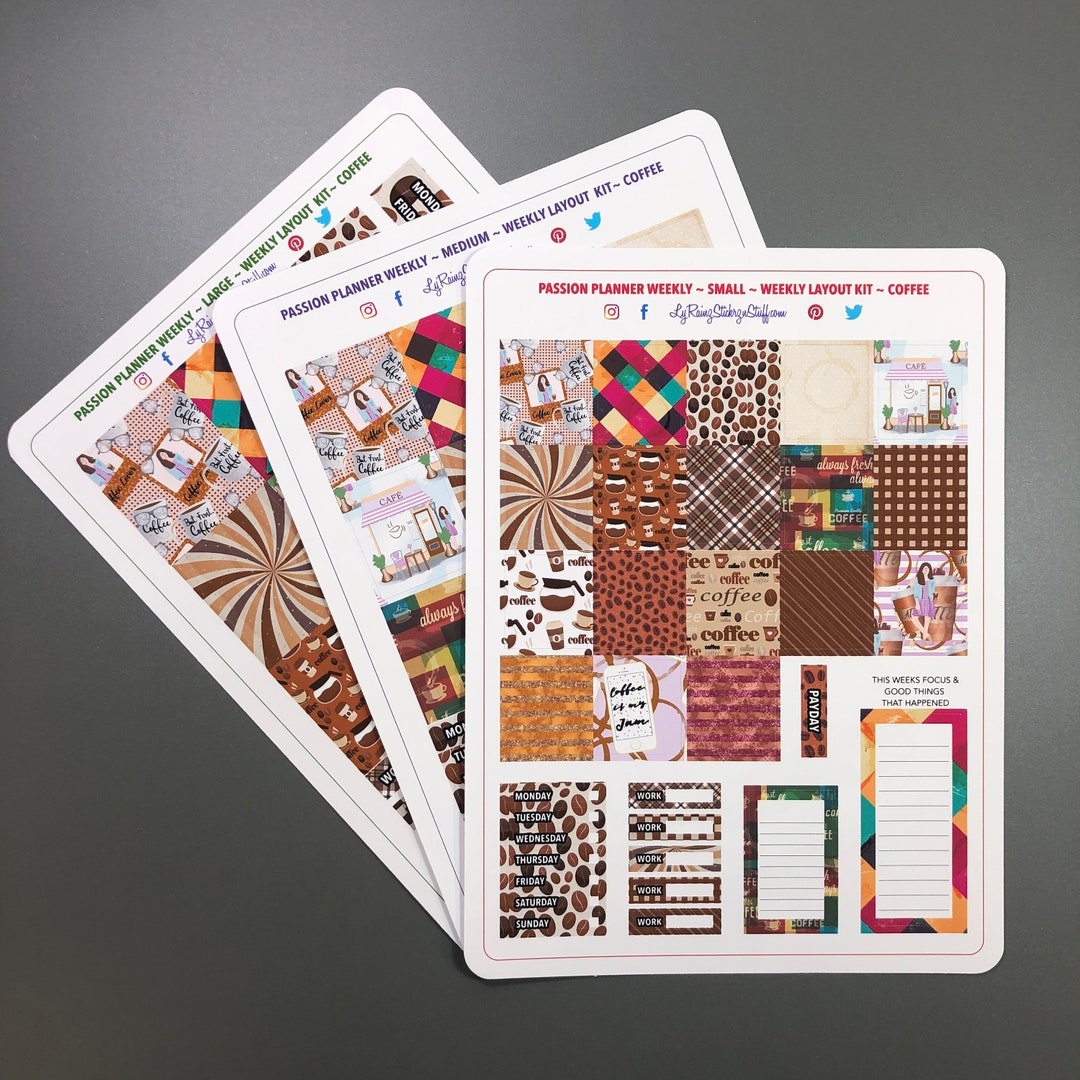 COFFEE - Weekly Layout Kit - for the Small, Medium and Large Size Weekly Passion Planners. - Etsy