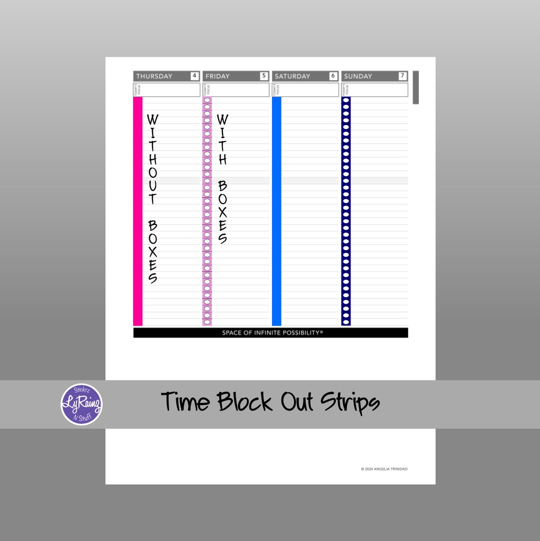 Vertical Time Slot ~ BLOCK OUT Sticker Strips With or Without Blocks ...