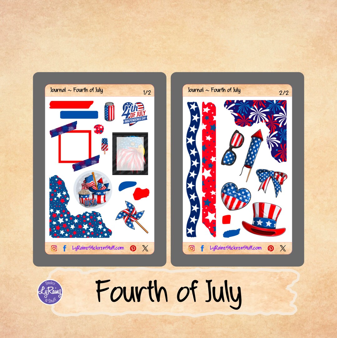 FOURTH of JULY - JOURNAL Stickers - for Passion Planner, Hobonichi ...