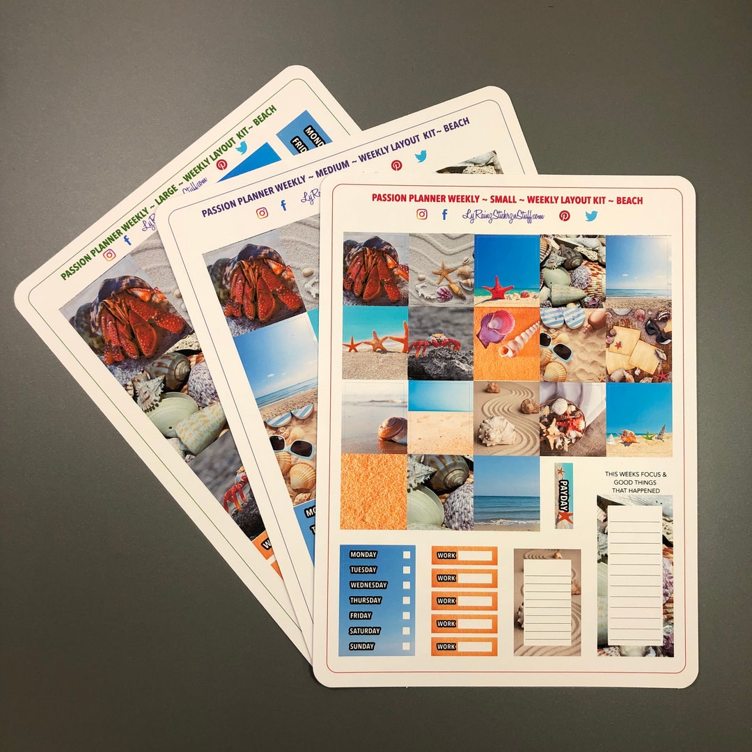 BEACH - Weekly Layout Kit - for the Small, Medium and Large Size Weekly ...