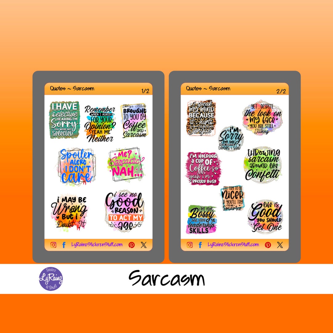 SARCASM - Quote Stickers for Passion Planner, Hobonichi, Erin Condren ...