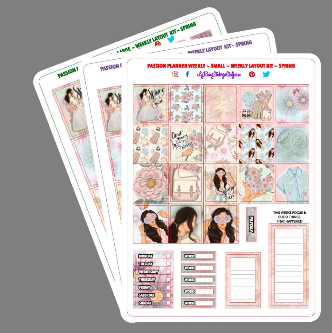 SPRING - Weekly Layout Kit - for the Small, Medium and Large Size ...