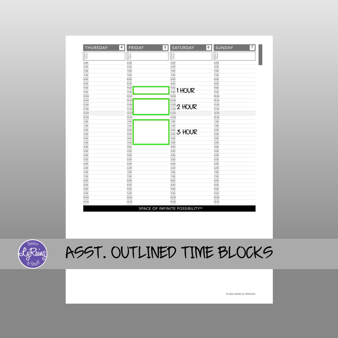 TIME BLOCKS ~ (OUTLINED) Assorted Size - Stickers for the Small, Medium ...
