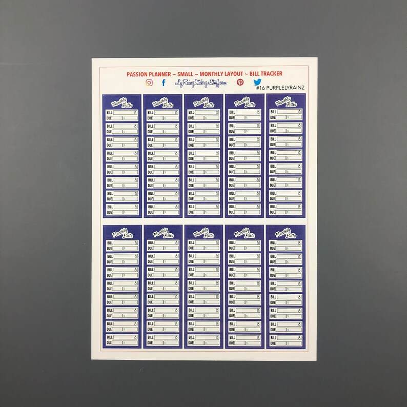 MONTHLY BILL TRACKER Stickers for the Monthly Layout section | Etsy