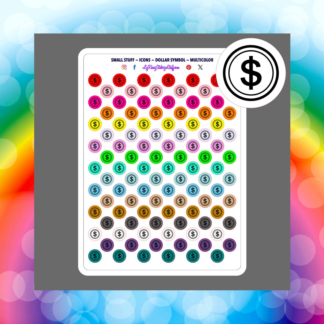 DOLLAR SYMBOL ICONS Stickers for Passion Planner, Happy Planner, Erin ...