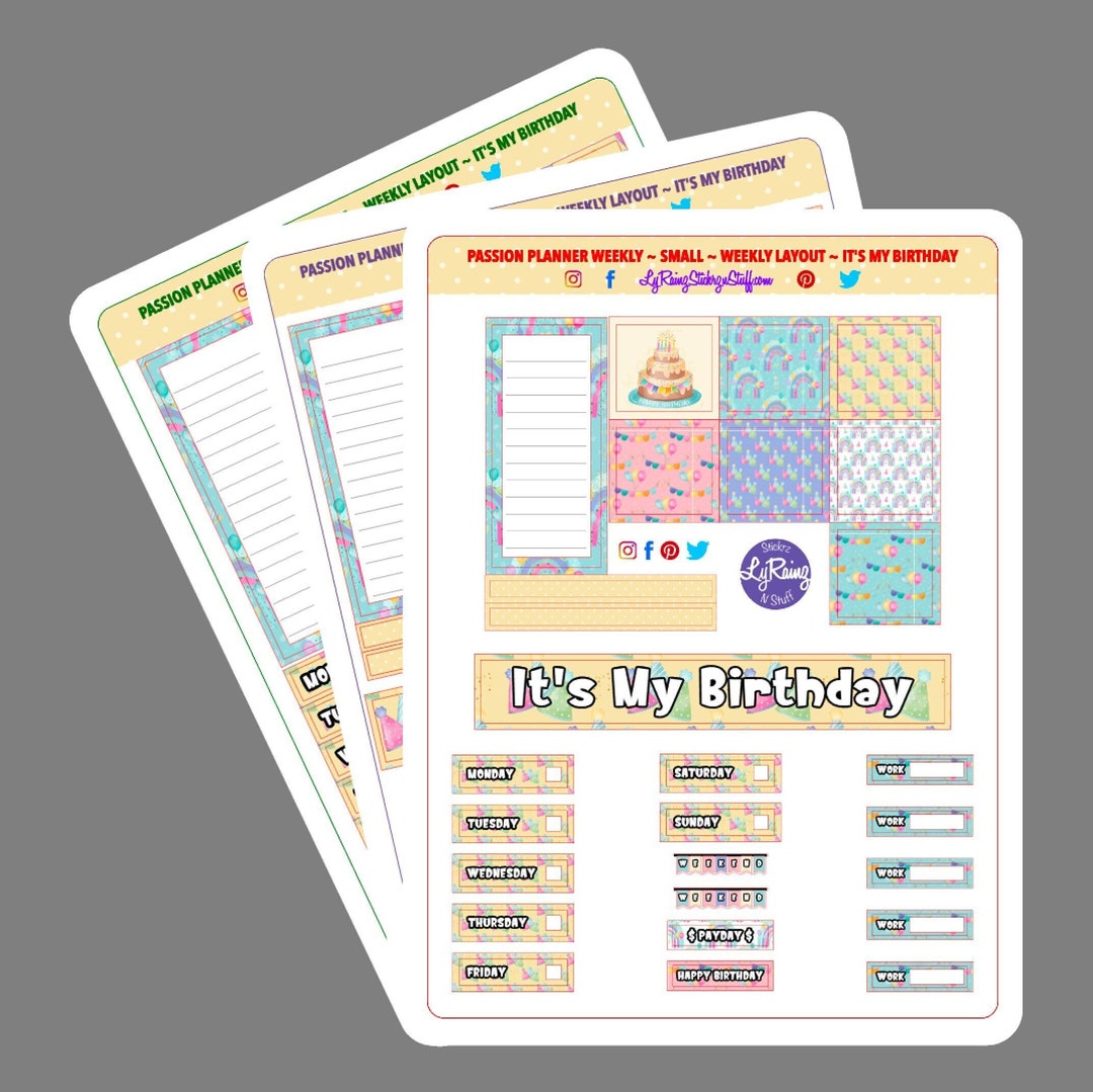 IT'S MY BIRTHDAY Weekly Layout Kit for the Weekly Layout Section Available for All 3 Sizes of ...