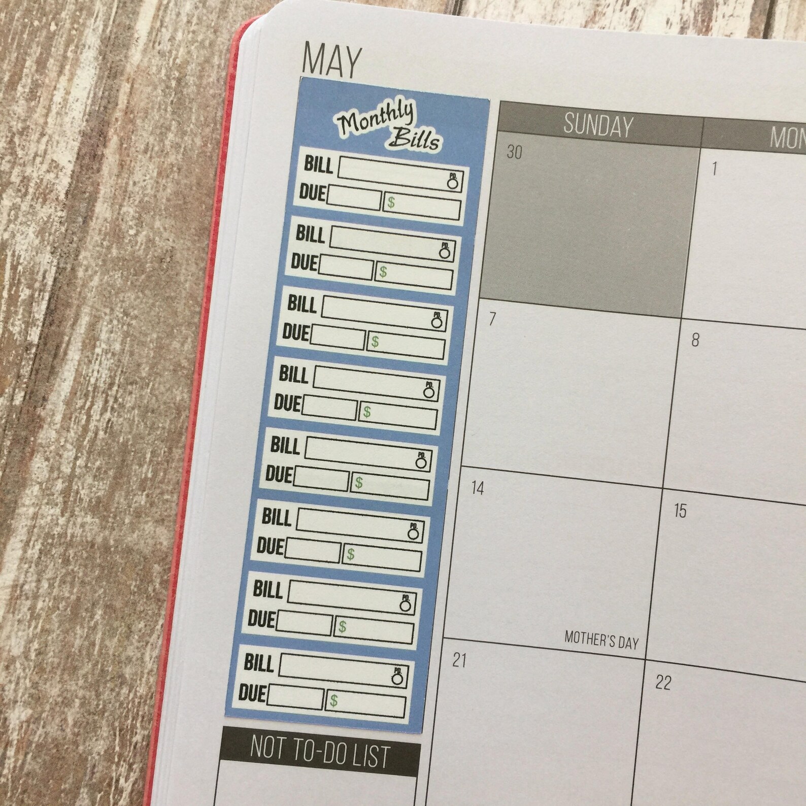 MONTHLY BILL TRACKER Stickers for the Monthly Layout Section - Etsy