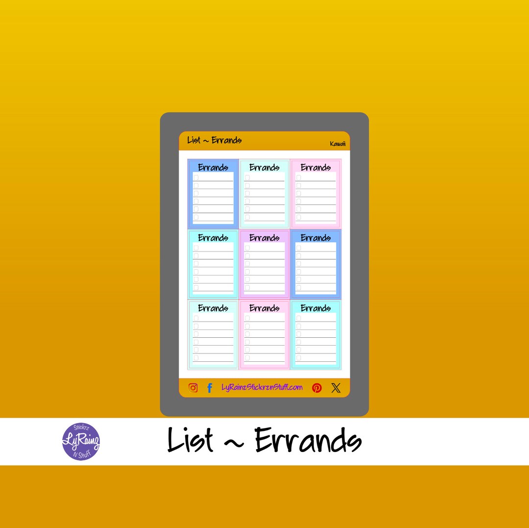 ERRANDS - List Stickers for Passion Planner, Hobonichi, Erin Condren ...