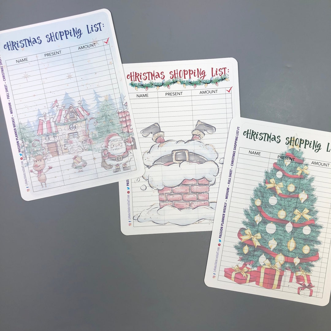 CHRISTMAS SHOPPING LISTS Full Sheet Back Page Stickers for the Passion ...
