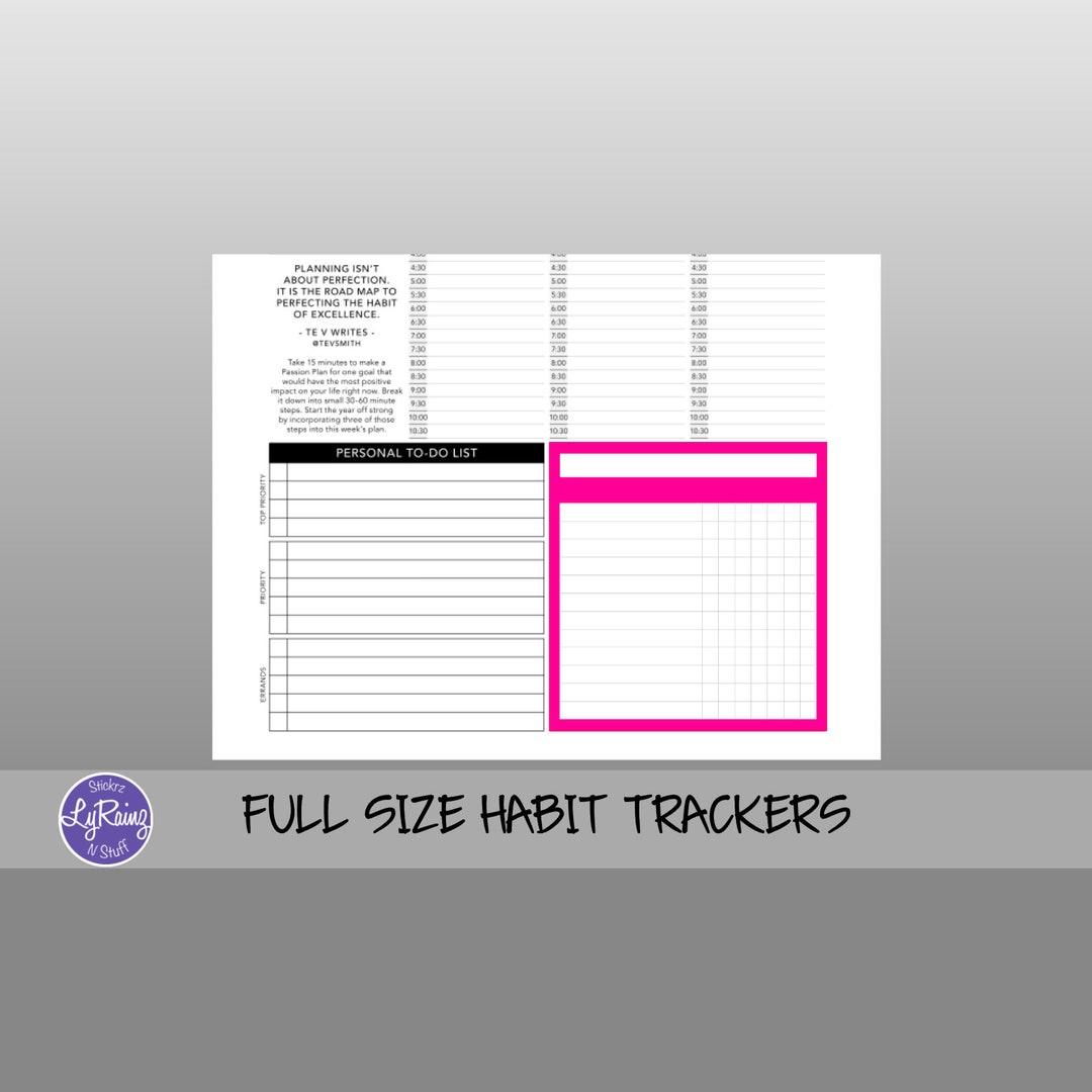 Personal & Work to Do (full Size) HABIT TRACKERS - Stickers for the ...