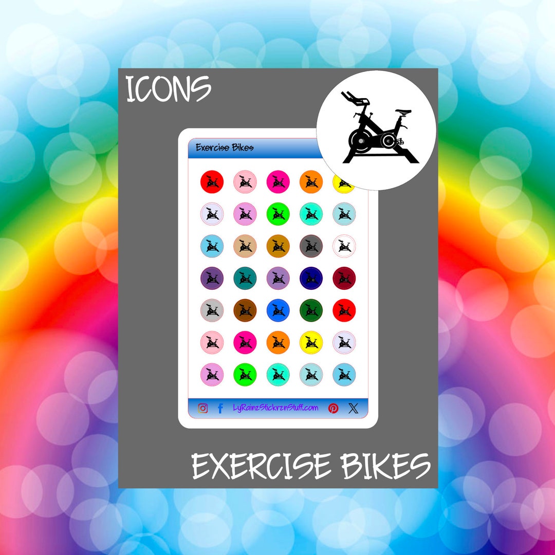 EXERCISE BIKE ICONS Stickers for Passion Planner, Hobonichi, Happy ...