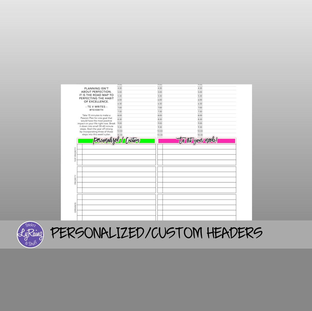 PERSONALIZED/CUSTOM CURSIVE Headers Stickers for the Small, Medium and ...