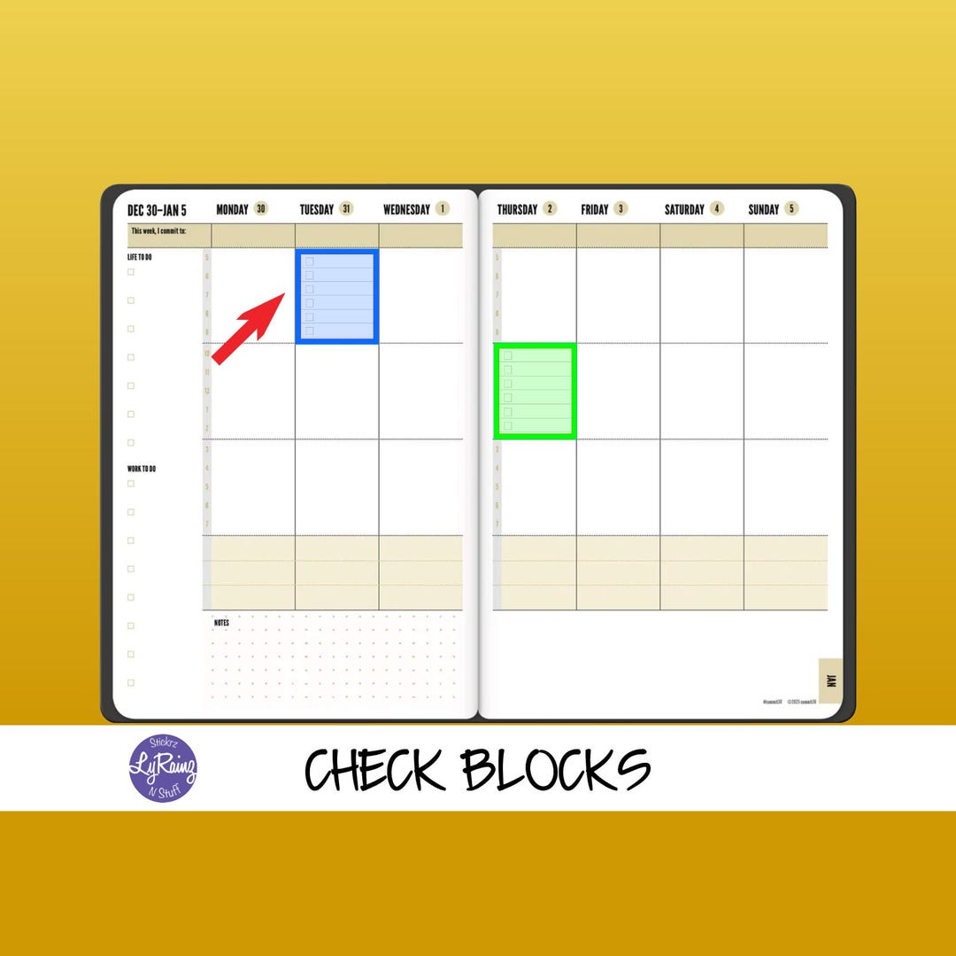 CHECK BLOCKS - Stickers - for the Standard Size Commit30 Planner - Etsy
