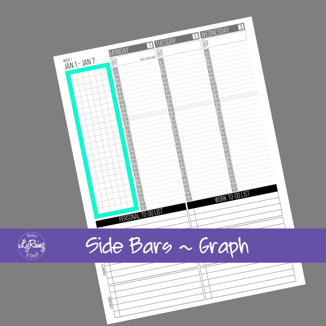 SIDE BARS GRAPH Stickers Weekly Layout Section Small, Medium and Large ...